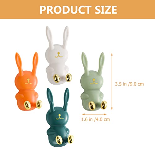 Cabilock 4pcs Adorable Rabbit Nail Free Hook Decorative Wall Hook Utility Hooks Wall Razor Holder Purse Key Holder Hook Towel Hanger Wall Hooks Decorative Wall-Mounted Bag Holder Child abs