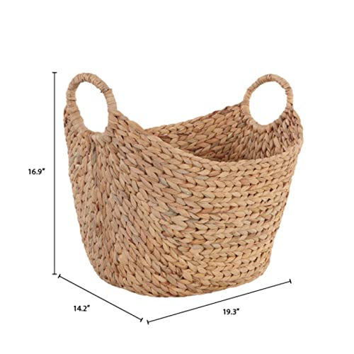 DCLINA Better Homes & Gardens Large Natural Water Hyacinth Boat Basket (2)