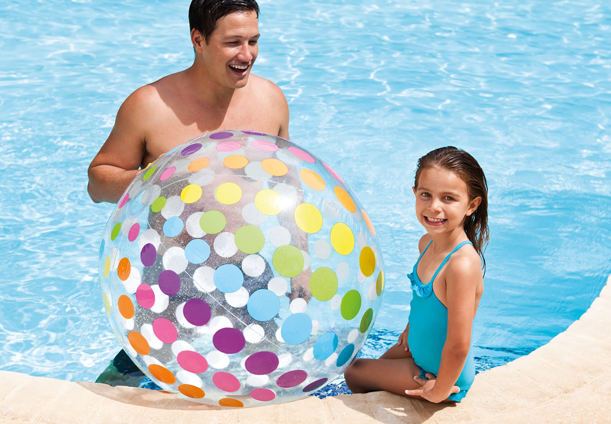 Intex Jumbo Inflatable Glossy Big Polka-Dot Colorful Giant Beach Ball (16 Pack)