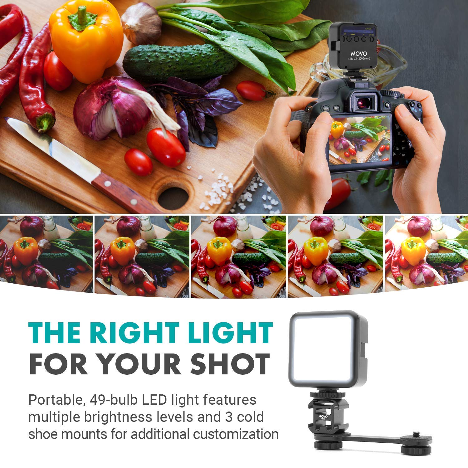 Movo iVlog4 Smartphone Video Bundle with Wireless Microphone System, Mini Tripod, LED Camera Light, Wide-Angle Lens - Cage and Cell Phone Tripod Stand - Lavalier Microphone for iPhone and Android