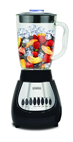 Dominion BlendMax Powerful Countertop Blender for Smoothies and Shakes, Food Chopper for Salsa and Vegetables , Grinder for Nuts and Herbs, 10 Speeds with Pulse, Sharp Multi-Level Stainless Steel Blade, Black
