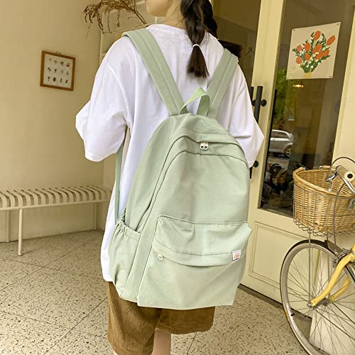Eagerrich Aesthetic Backpack Cute Kawaii Backpack School Supplies Laptop Bag for Teens Girls Women Students Solid Color