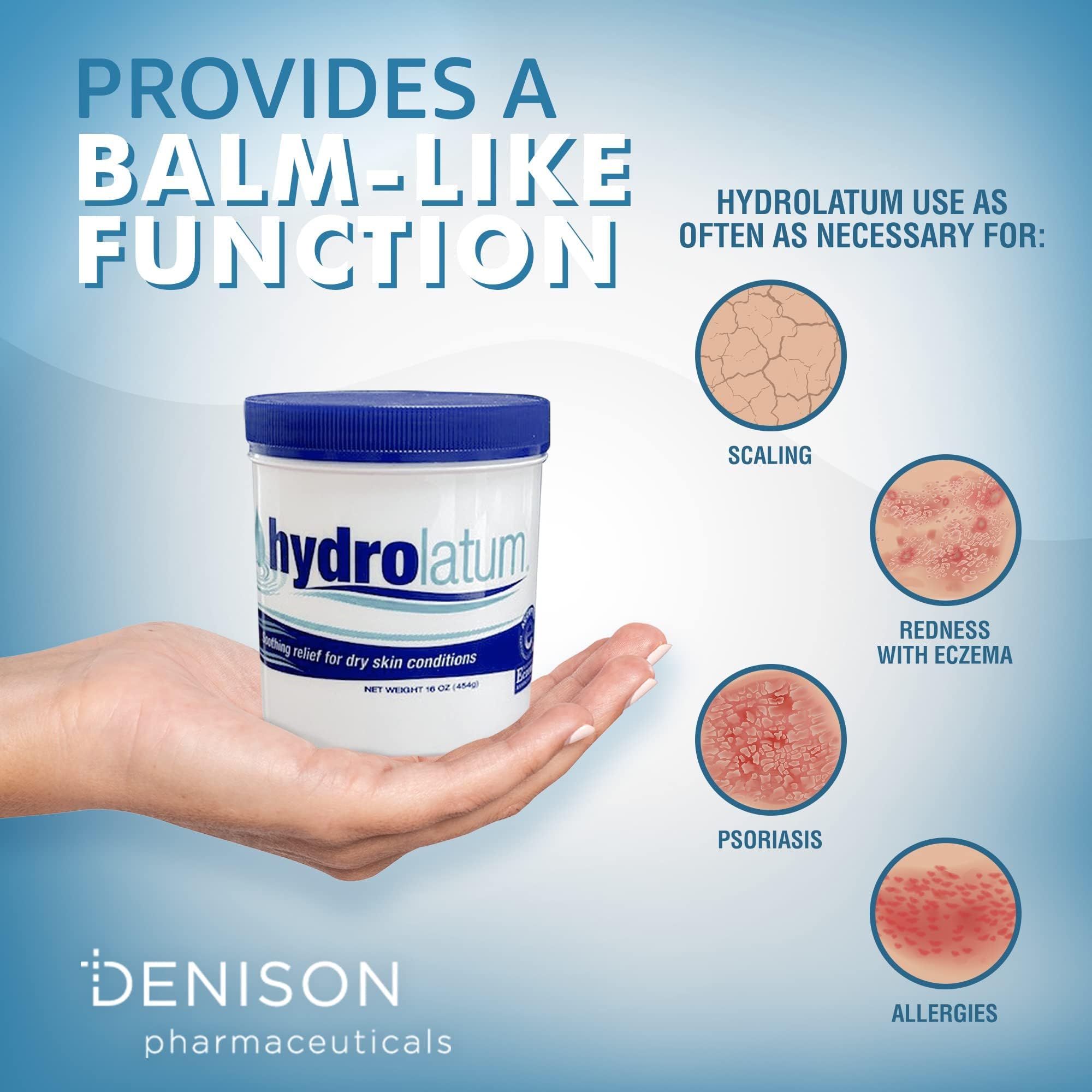 Hydrolatum Moisturizing Cream - Body Lotion for Sensitive, Extra Dry Skin, Nourishing Cream for Women & Men - 1LB