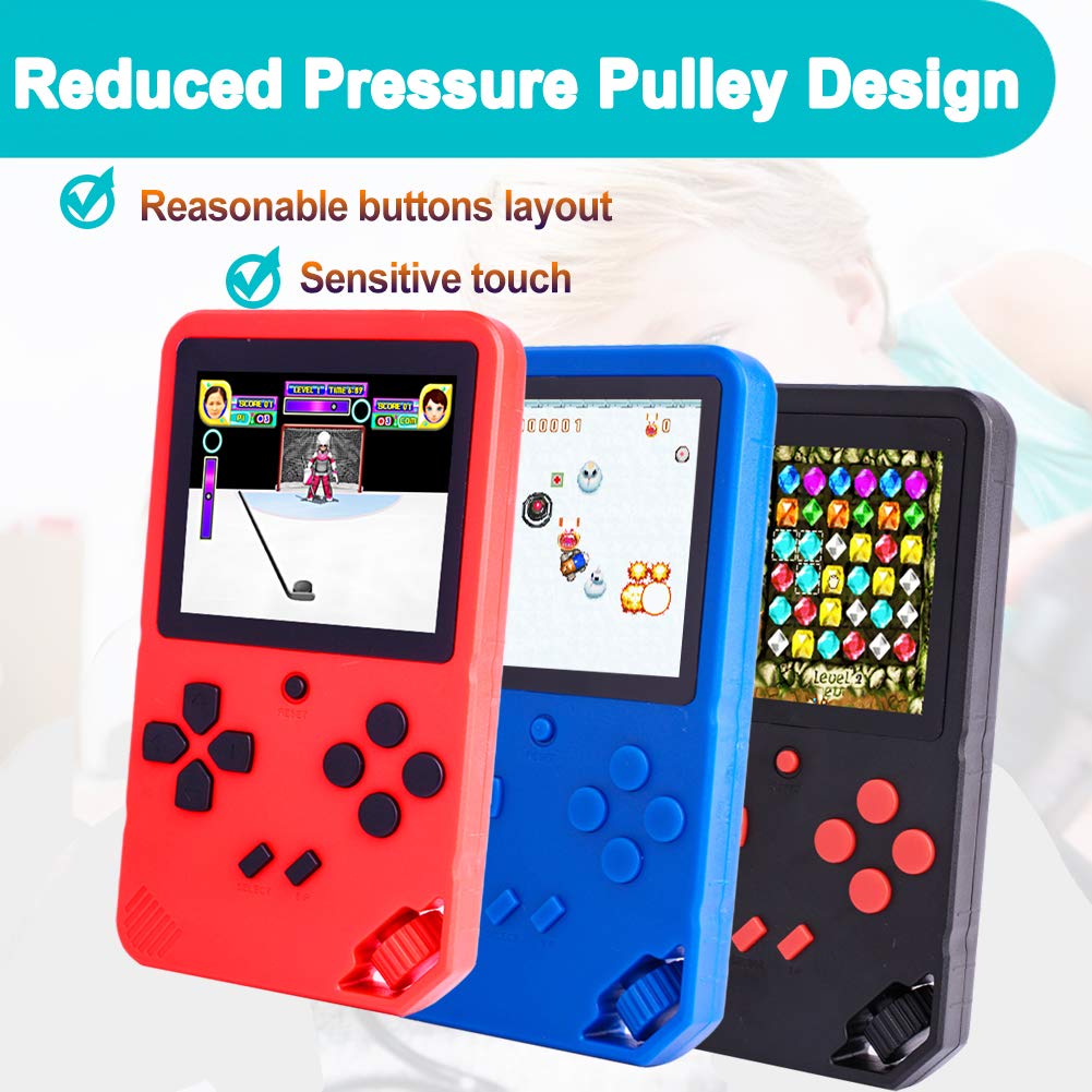 Douddy 16 Bit Handheld Game Console for Kids Adults Built in 220 HD Classic Electronic Games 3.0 Inches Screen USB Rechargeable Seniors Arcade Entertain Player (Black)