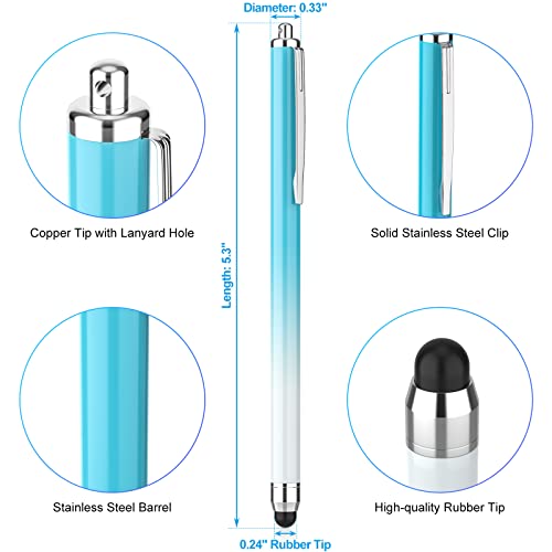 CFDXK Stylus Pens for Touch Screens,3-Pack Capacitive Stylus Compatible for iPad iPhone Tablets Samsung Galaxy with 12 Extra Replaceable Tips (Pink, Blue, Purple)
