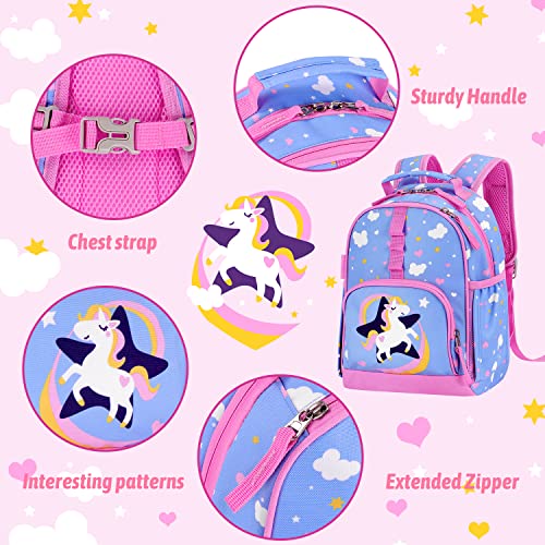 Choco Mocha Toddler Backpack for Girls 12 inch Unicorn Backpack for Toddler Girls Backpack Small Kids Backpack with Chest Strap Little Girls Daycare Backpack for 1 2 3 Year Old Bookbag age 1-3 Blue