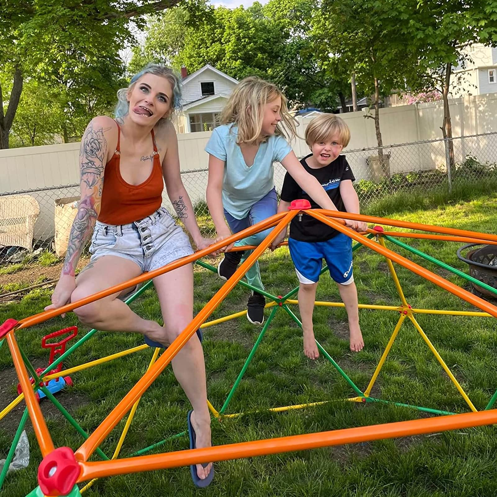 NAQIER Climbing Dome Upgraded 10FT Climber for Kid 3-10 Jungle Gym Monkey Bar Backyard Geometric Support 800LBS Outdoor Play Equipment Toddler Outside Toy
