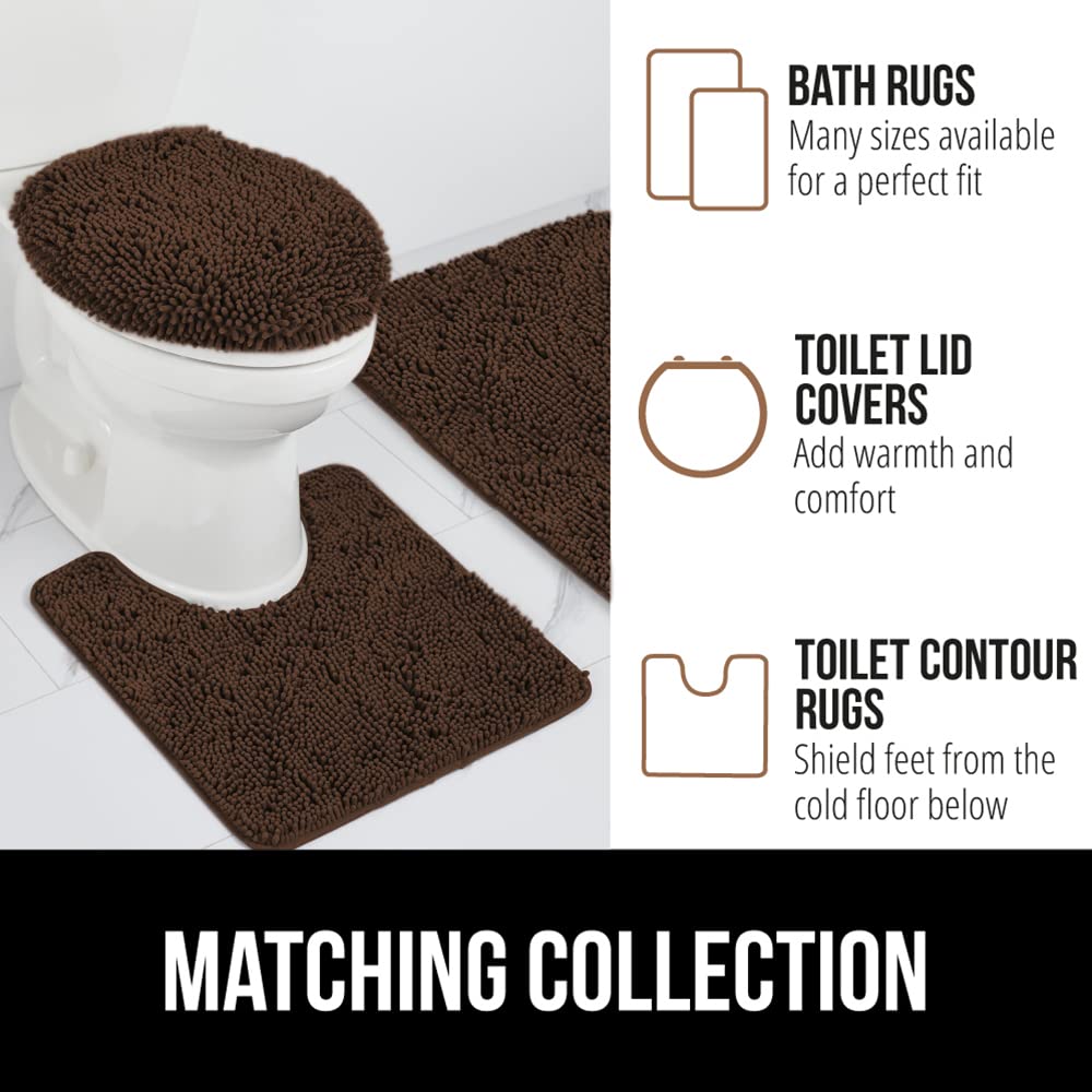 Gorilla Grip Bathroom Rug Sets, Soft Chenille 2 Piece Area Rugs Set, Toilet Base Mat and 30"x20" Carpet, Absorbent Microfiber Washable Mats Dry Quickly, Home Décor and Bath Room Accessories, Caramel