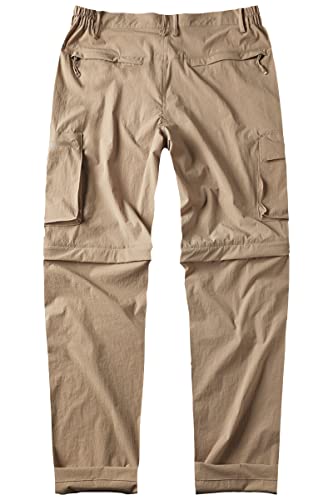 Gash Hao Mens Hiking Convertible Pants Outdoor Waterproof Quick Dry Zip Off Lightweight Fishing Pants(Khaki 32X32)