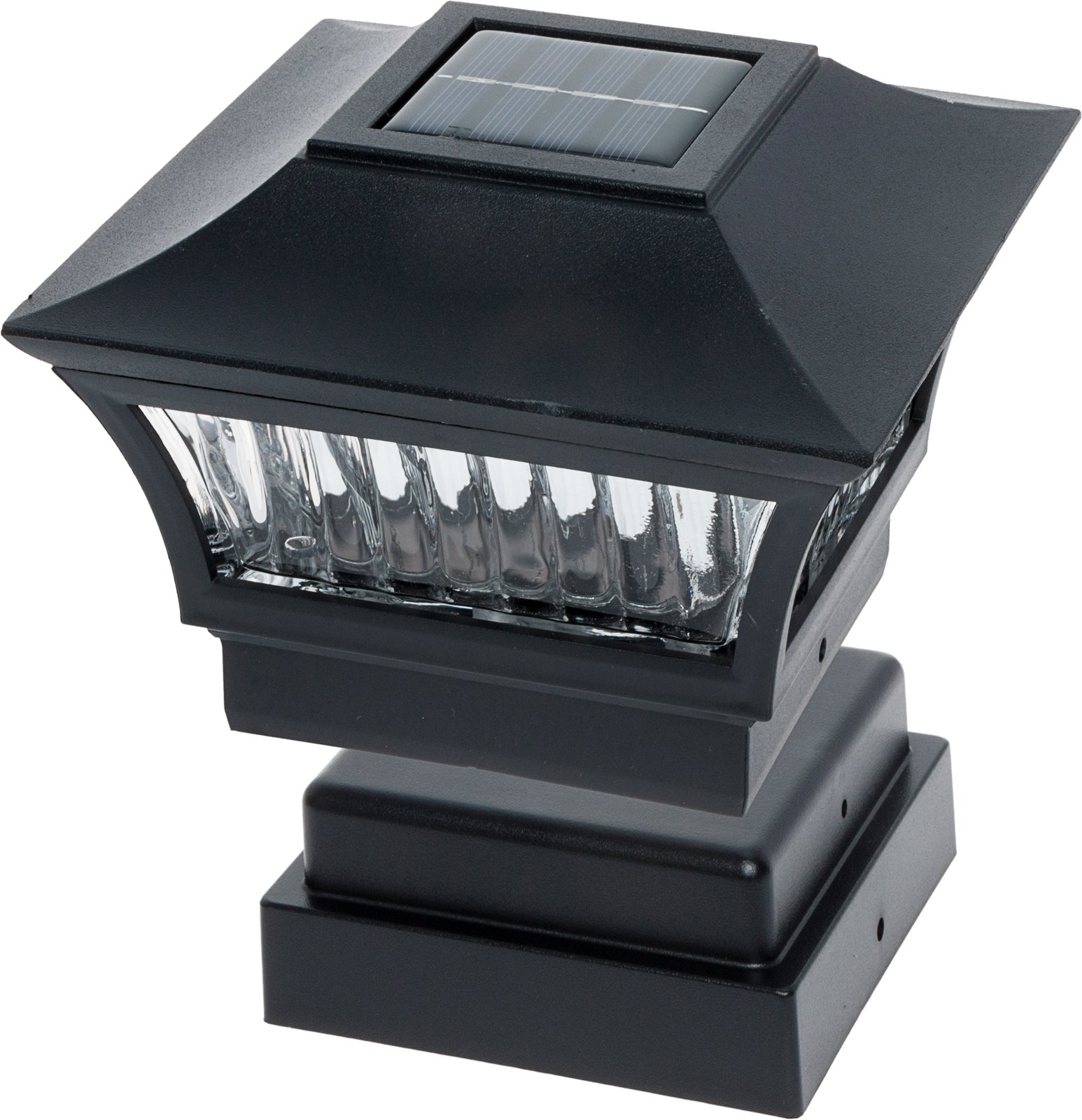 GreenLighting - Solar Post Lights - Solar Lights Outdoor Garden - Solar Fence Post Lights - Solar LED Post Cap Light for 4X4 Wood, 5X5 PVC - (Sleek, 4 Pack, Black Aluminum)