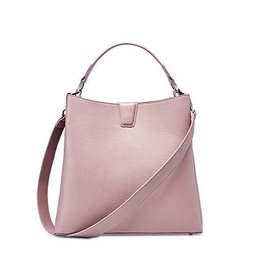 HESHE Leather Womens Handbags Tote Top Handle Bucket Bag Shoulder Bags Satchel Ladies Purses Crossbody Bag (Lilac)