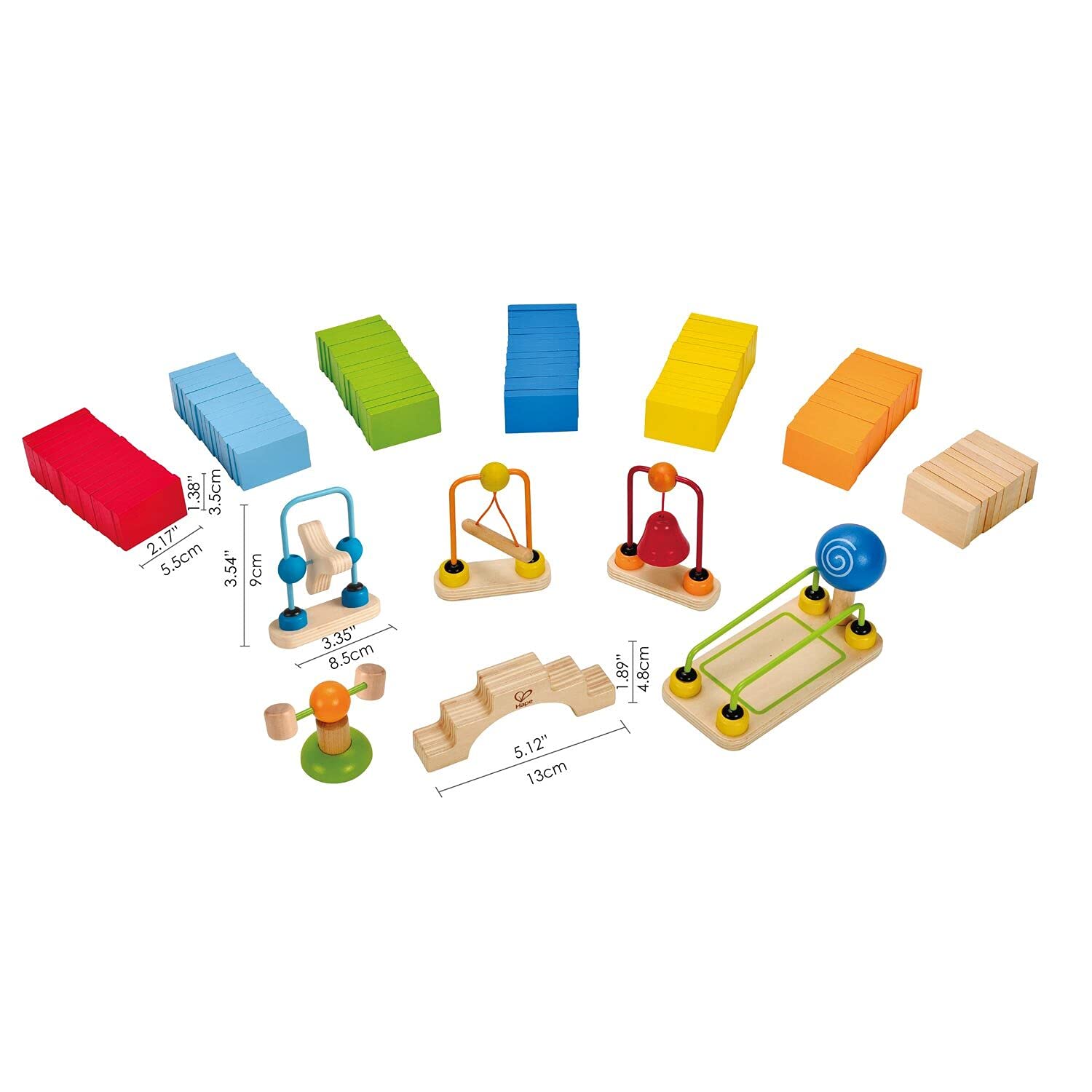 Hape Dynamo Wooden Domino Set Award Winning Domino Racing Building Block Set for Kids, 107 Solid Pieces of Fun Filled Racing, Building and Stacking