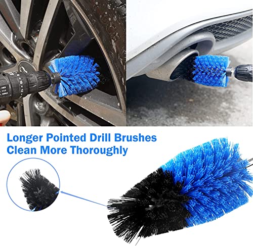 CLEAFOU 7 Pcs Drill Brush Attachment Set with Extend Attachment All Purpose Power Scrubber Brush Cleaning Kit for Bathroom Surfaces, Grout, Floor, Tub, Shower, Tile, Kitchen and Car, Blue