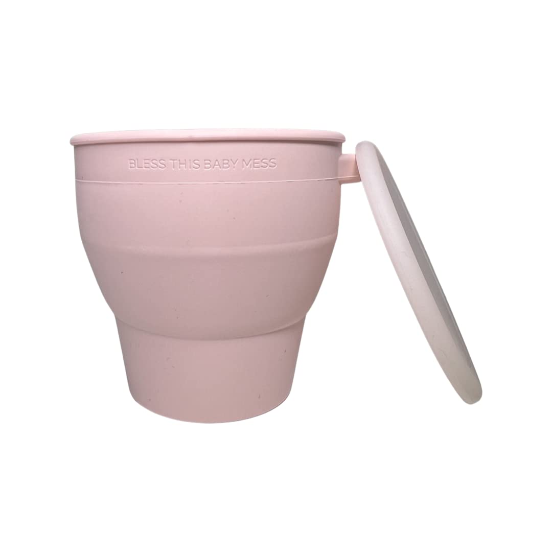 Bless This Baby Mess | Toddler Snack Cups | Kids Fruit Containers | Essential for Toddlers | Cup for the Munchkin | Spill Proof Container | Snack Sippy Container | Mess Catcher (Dusty Lilac)