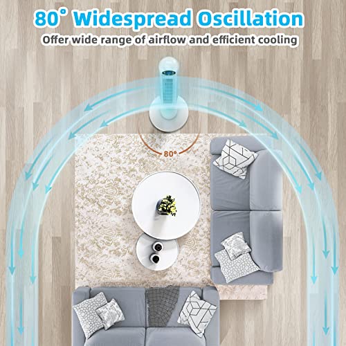 COSTWAY Tower Fan, 42-Inch Portable 80 Degrees Oscillating Fan with Remote, Smart Control Panel, 3 Wind Modes, 12H Timer, Quiet Bladeless Fan for Living Room, Bedroom, Kitchen, Office (White)