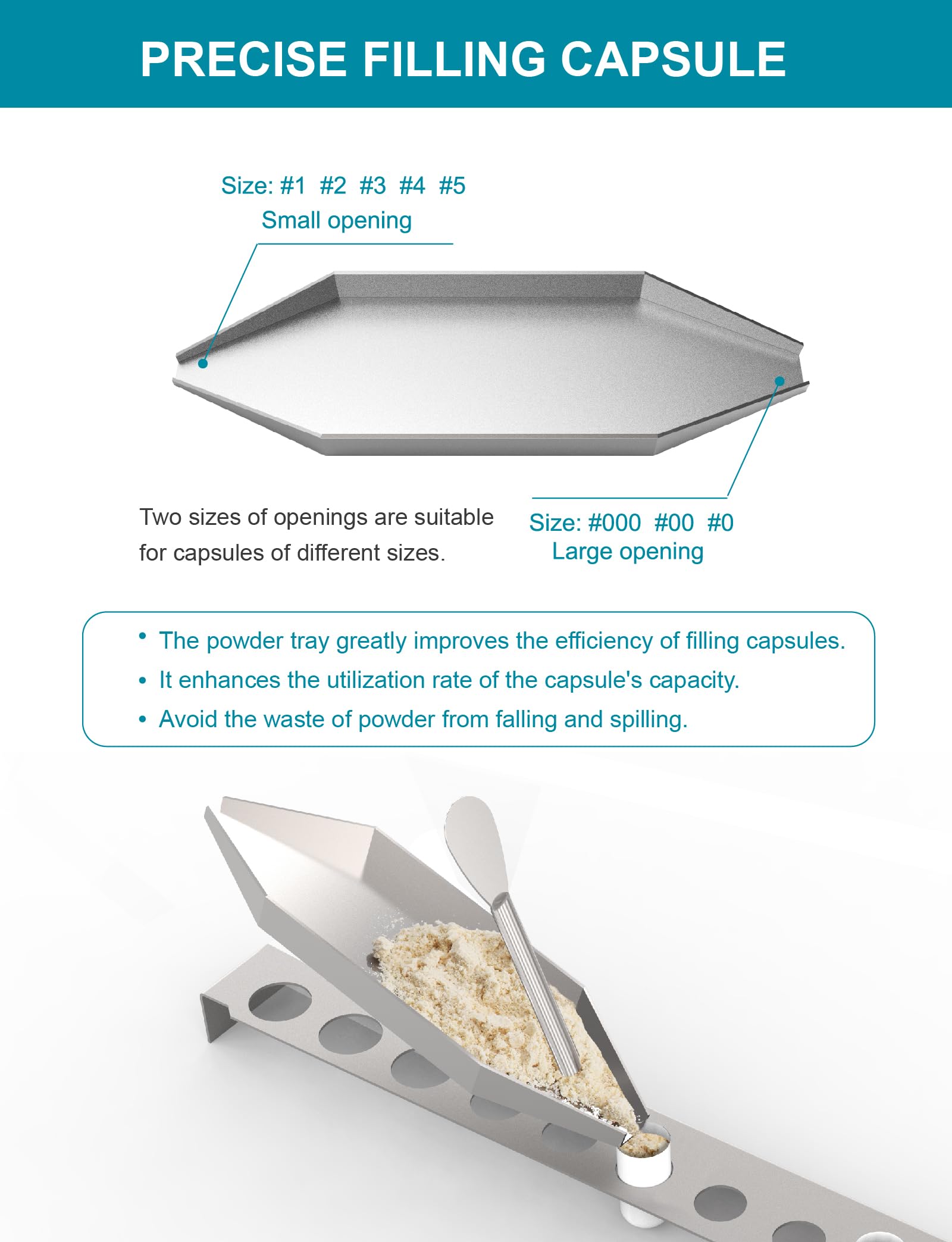 Capsule Filling Machine Kit – Pill Filler Tray Tools for Quickly Maker Empty Gel Capsules All Size 000 00 0 1 2 3 4 5, Lab Spoons Spatula Scoops Tool 13Pcs