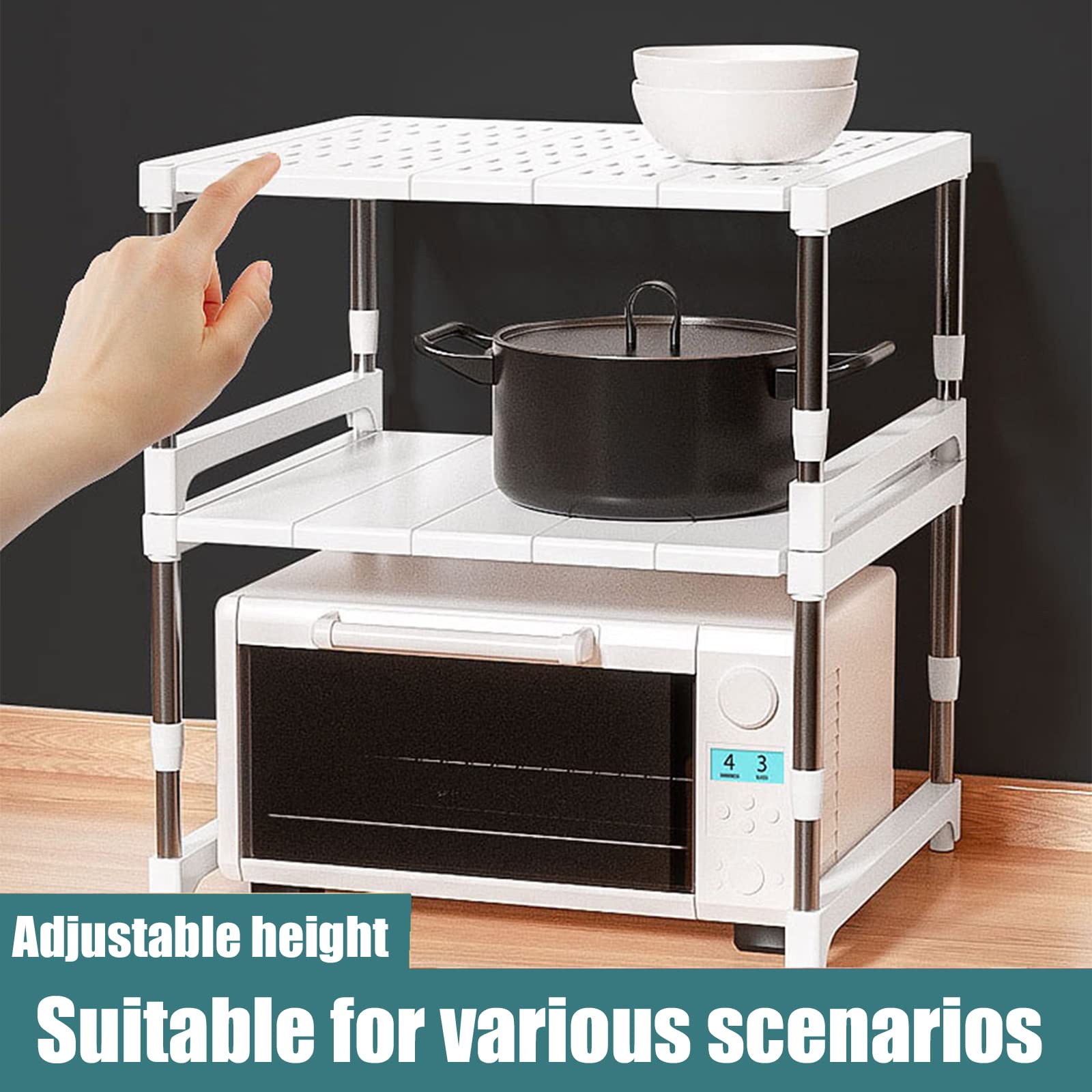 HDAIUCOV Upgraded Tension Shelf, Expandable Cabinet Organizer,Adjustable Height Shelves,Locker Shelf, Cabinet Pantry Shelf,Organization and Storage for Kitchen/Bathroom/Closet 1pcs