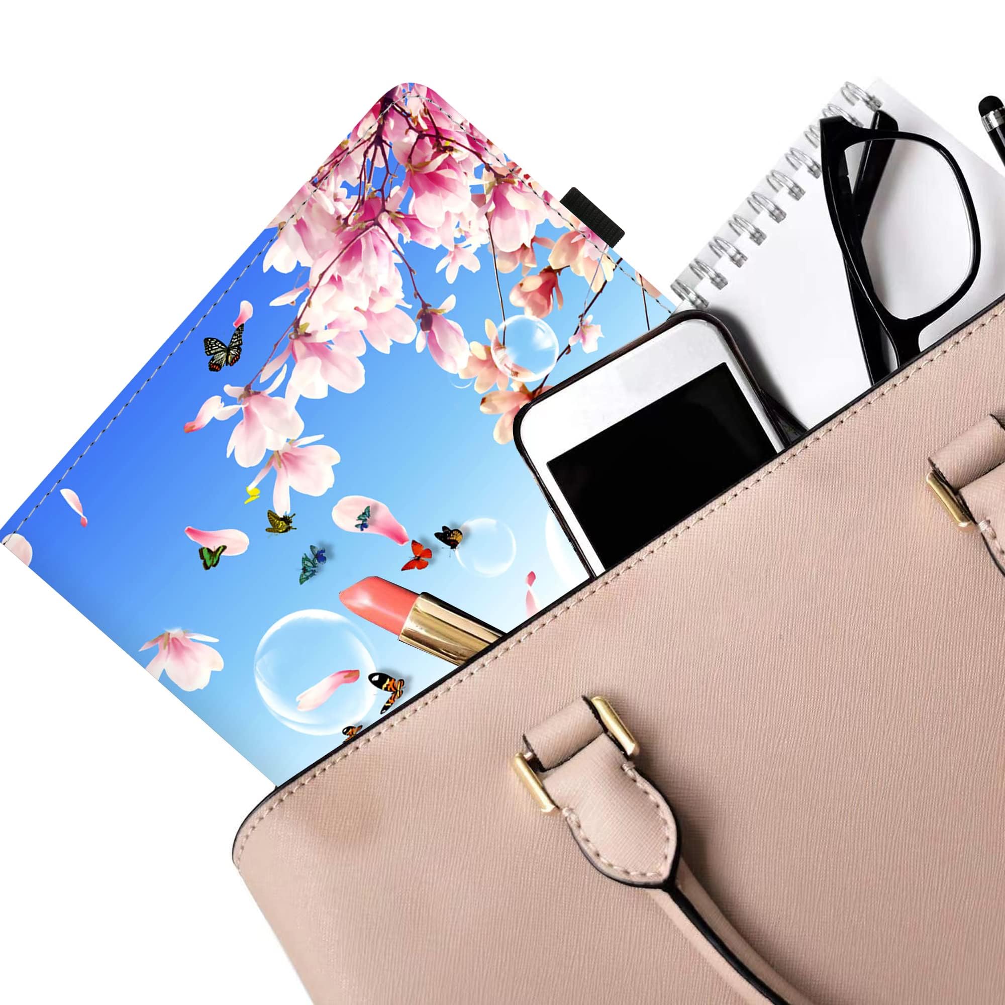 Case for 6" All-New Kindle 11th Generation 2022 Release (Model No.C2V2L3), PU Leather Flip Case Cover with Smart Auto Wake/Sleep and Card Slots for Kindle 2022 11th Gen E-Reader.(Butterfly in Flowers)