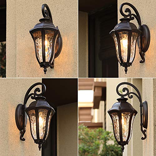 MUMUMI Waterproof Gate Villa Outdoor European Style Wall Lamp E27 Home Garden Creative Personality Coffee Color Wall Sconces Lights, Industrial Wall Light (Size : S)