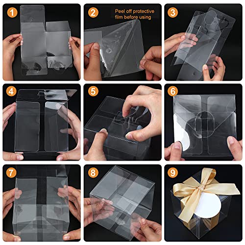 COTOPHER 35 Pcs Clear Boxes for Favors, 4x4x4 Inches Clear Gift Boxes PET Material Clear Cupcake Boxes Plastic Small Gift Boxes with Lids, Party Favor Boxes for Wedding Favors Baby Shower