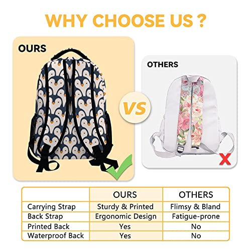 COOPASIA Cute Penguin Backpack, 16 Inch Animal Theme Bookbag with Adjustable Straps, Durable, Lightweight, Large Capacity