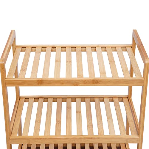 CNCEST 47" Laundry Basket Rack Laundry Basket Organizer, 3 Tier Bamboo Storage Shelf, Removable Storage Basket with Freestanding Clothes Hamper Organizer for Bathroom Living Room Bedroom