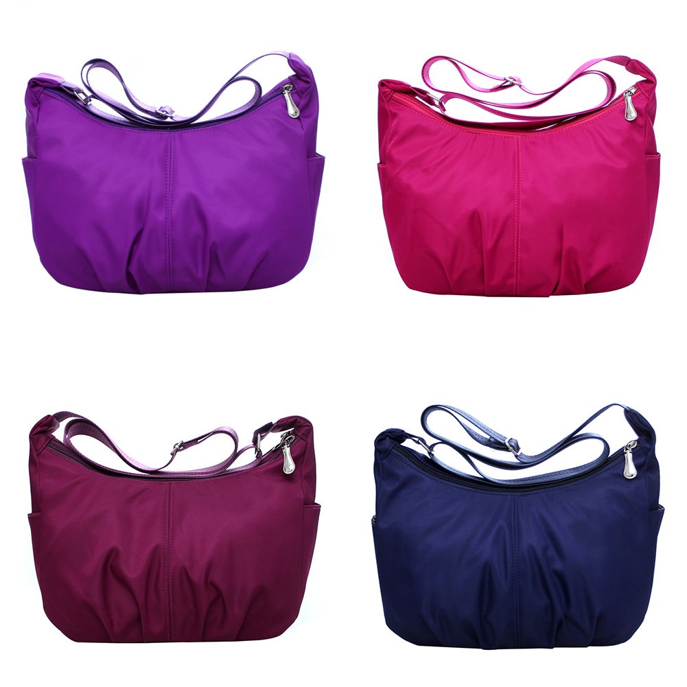 Grey990 Women Casual Nylon Waterproof Sling Shoulder Bag Large Capacity Crossbody Bag Handbag Purse Black