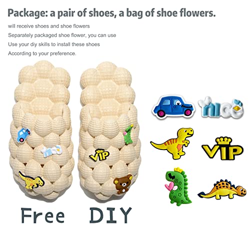 Bubble Slides for Kids, Boys Girls Cloud Slides,Non-Slip Open Toe Breathable Pool Slippers, Comfy Cushioned Thick Sole House Slippers Bedroom Shower Slippers