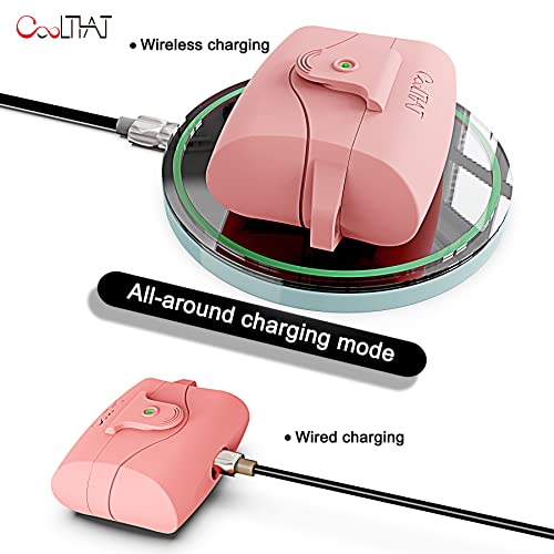 COOLTHAT 5 in One New Airpods Pro Case Cover with Magnetic Button Secured Lock(Designed in Jun. 2022), 360° Shockproof Protective Case for Airpod Pro 2019, Supports Wireless Charging(Pink)