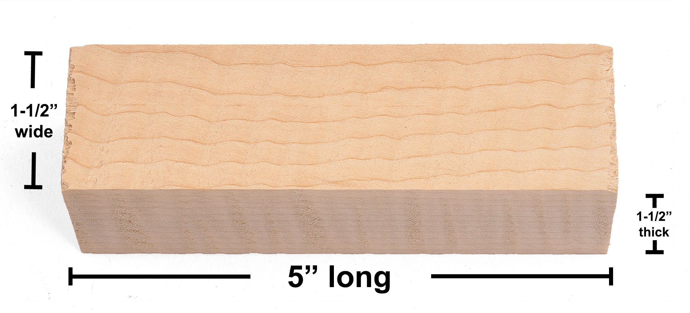 Canadian Curly Maple Wood Knife Handle BLOCK (Each Piece is Unique) 5" x 1-1/2" x 1-1/2"
