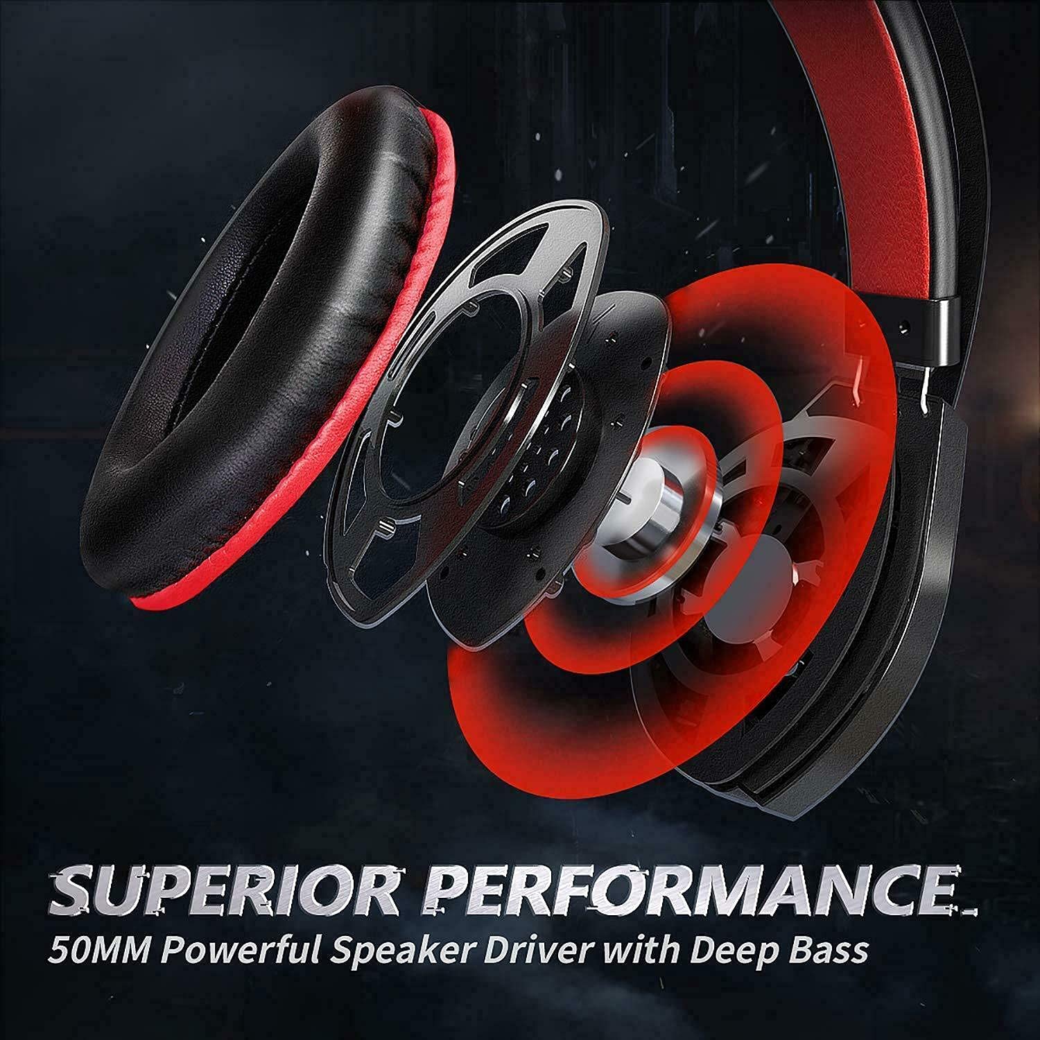 EZ.winpow PC Gaming Headset, Video Game Stereo Headphone with 7.1 Surround Sound with Noise Canceling Mic & Memory Foam Ear Pads for PC/PS5/PS4/Xbox One/Nintendo Switch Red