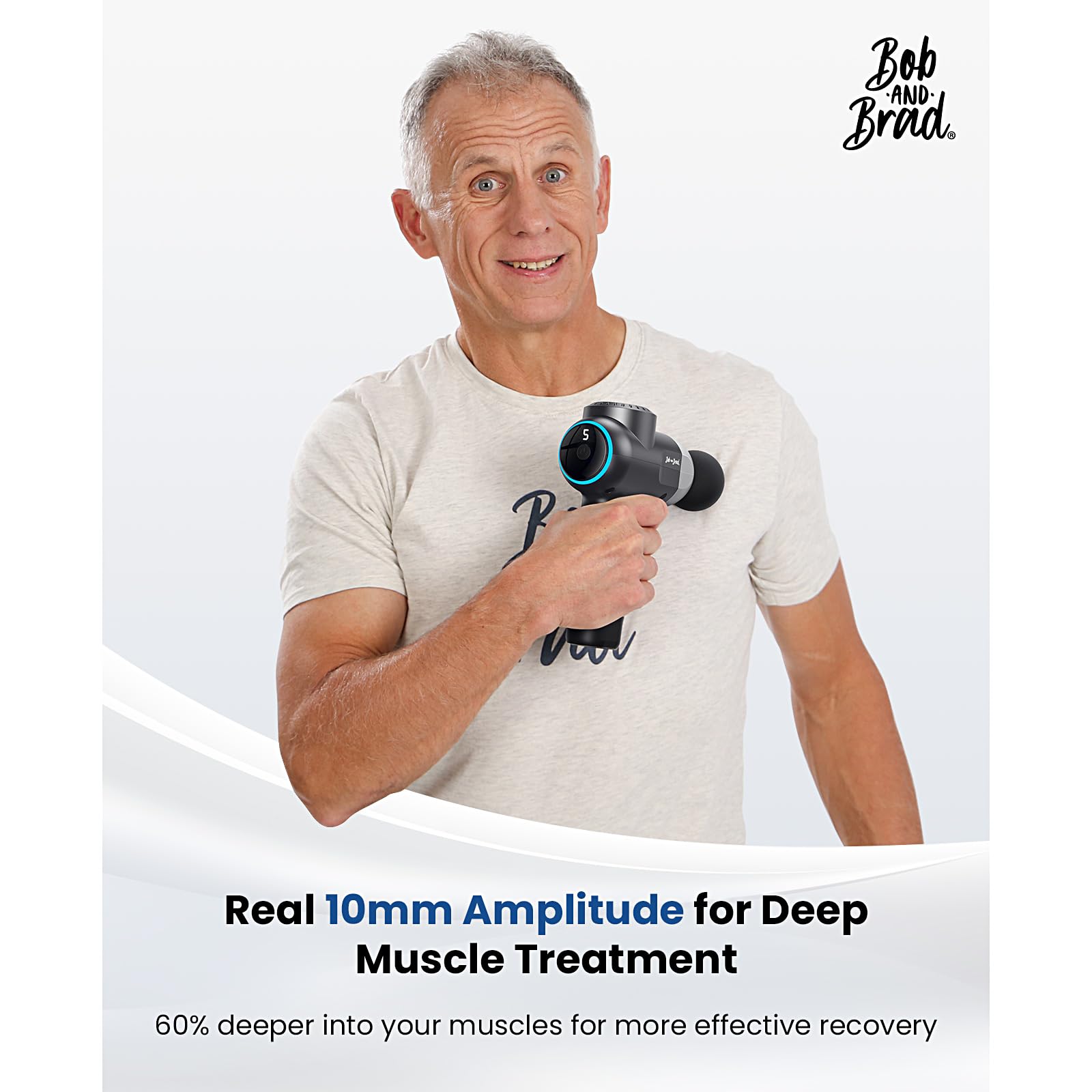 BOB AND BRAD C2 Massage Gun, Mini Massager Gun Deep Tissue, Professional Electric Back Massager for Athletes, Handheld Massager with LED Stall Force Display, FSA and HSA Eligible - Silver Grey