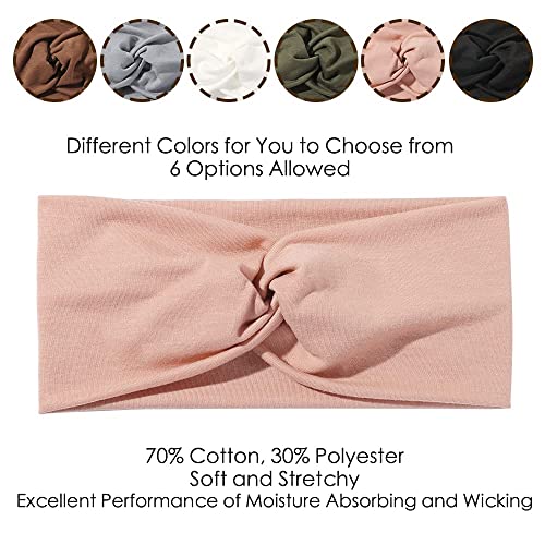 Artilady 6 Pack Wide Boho Headbands for Women - Soft Yoga Elastic Hair Bands for Girls Workout Running Sport Headwrap Non-slip Breathable (Sunset)