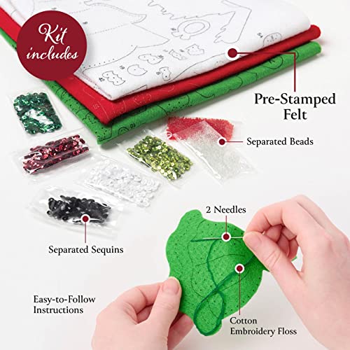 Bucilla, Jolly Santa, Felt Applique Christmas Tree Skirt Making Kit, Perfect for DIY Arts and Crafts, 89640E