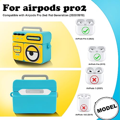 Buewutiry Compatible with Airpods Pro Case - Silicone Yellow Case for Airpod Pro 2nd Generation Case Cover - Funny Case for Airpods Pro 2 Case with Keychain for Men and Women (Yellow)