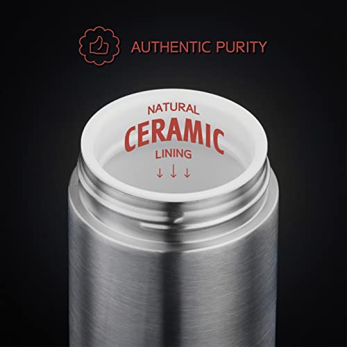 Earthmade Stainless Steel Insulated Food Container,13 oz Food Thermos for Hot Soup & Cold Fruit, Ceramic Interior, Silicone spoon Eco-Friendly