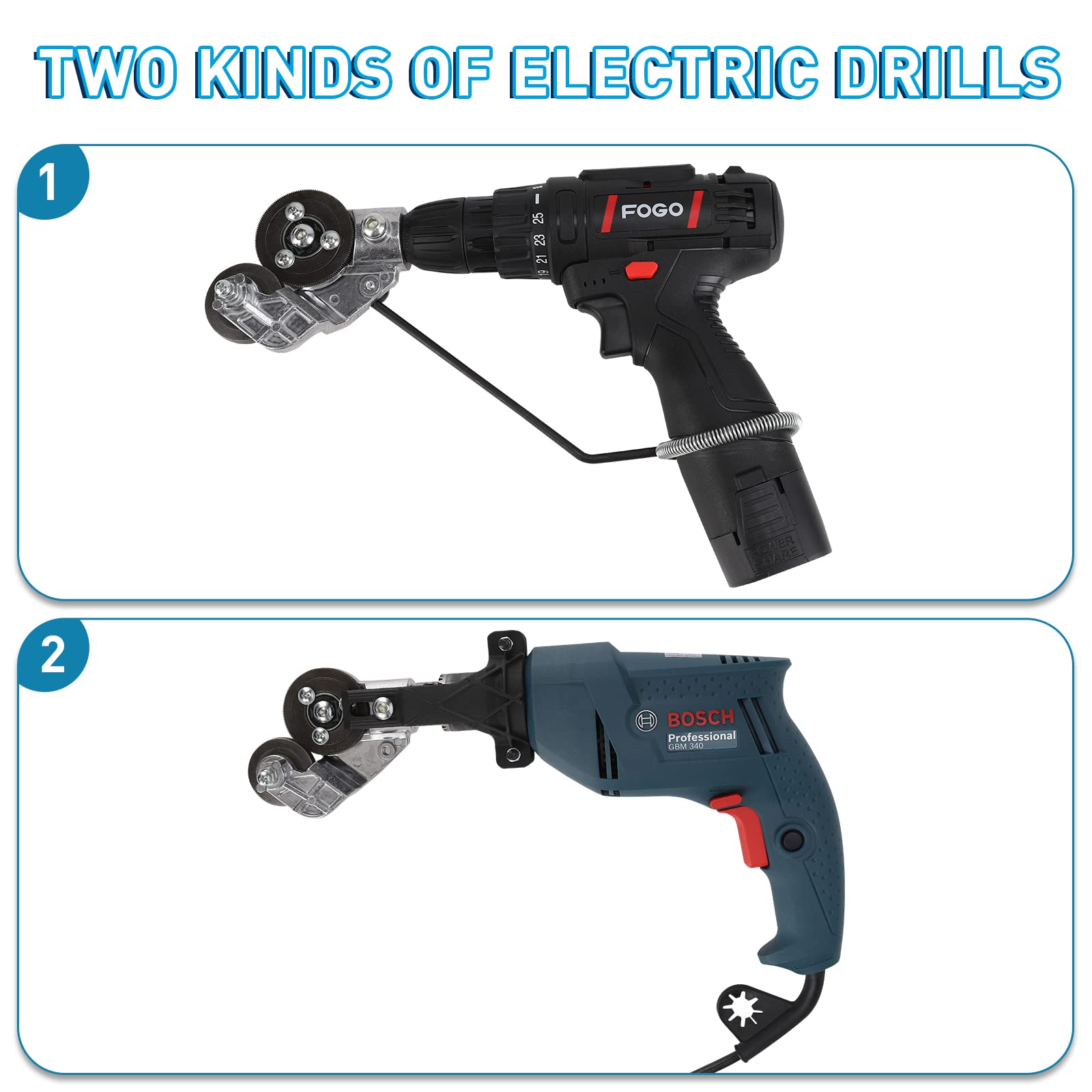 Upgraded Electric Drill Plate Cutter, 2024 Newest Metal Nibbler Drill Attachment with Adapter, DIY Metal Drill Attachment, Sheet Metal Knife for Cutting Iron, White Sheet, Steel,Copper, Aluminum