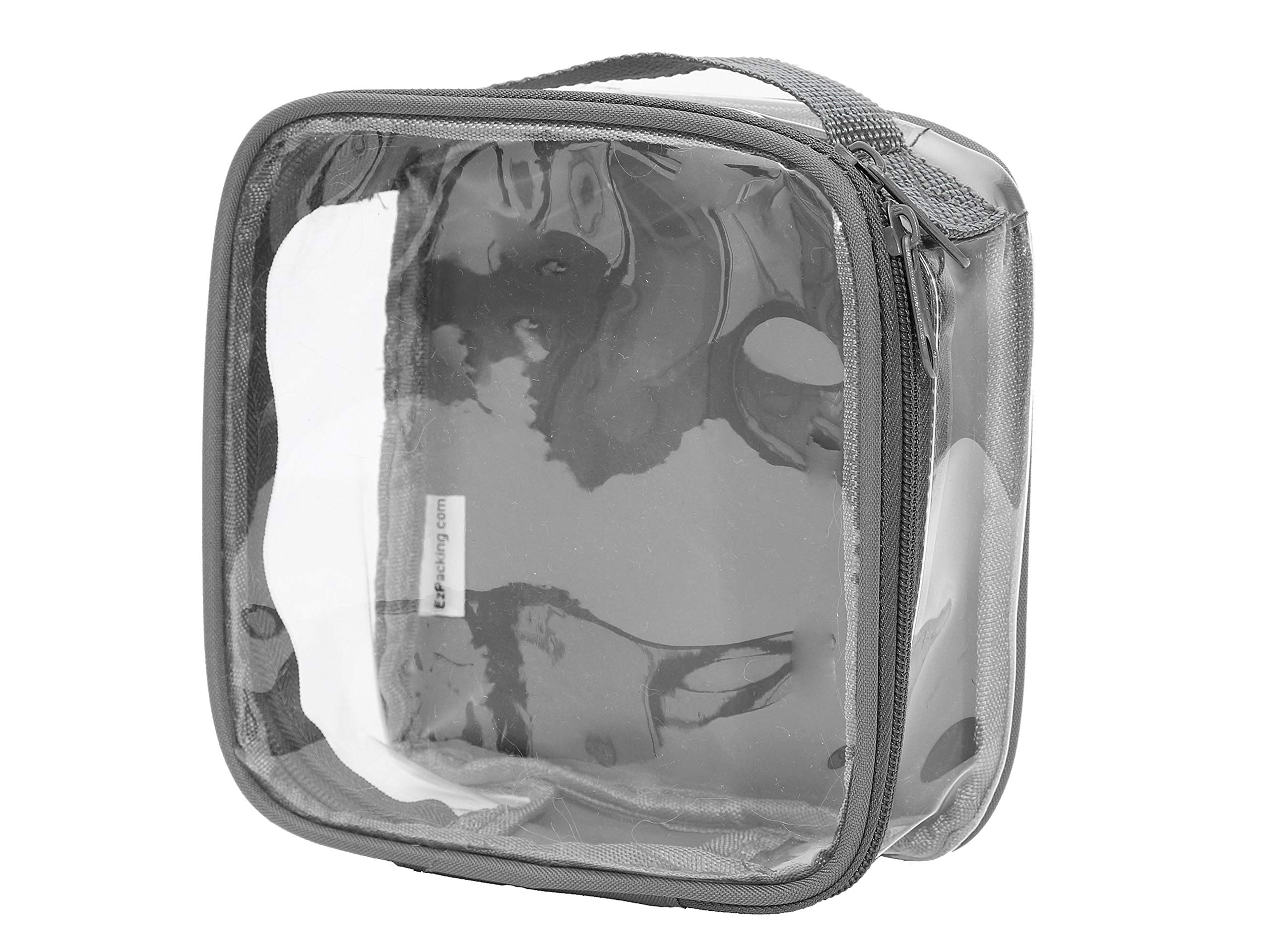 EzPacking Clear TSA Approved 3-1-1 Travel Toiletry Bag for Carry On/Quart Size Transparent Liquids Pouch for Airport Security/Reusable See Through Vinyl & PVC Plastic Organizer Men Women (Gray)