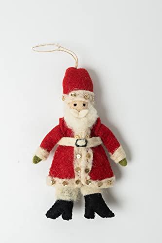 De Kulture Handmade Premium Wool Felt Christmas Santa Claus Ornament Eco Friendly Needle Felted Stuffed Ideal for Home Office Decoration Holiday Decor, 1.5x1.5x4.7 (LWH) Inches