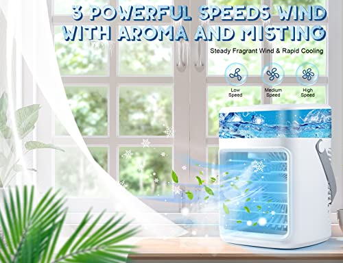 Chill2.0 Mini Air Conditioner with 700ML, Portable Air Conditioner, Evaporative Air Cooler, 3 Speeds Personal Space Cooler Humidifier, Small Portable AC Desk Spray Fan for Home Office Room