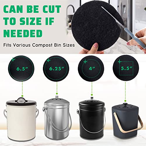 Charcoal Filters for Compost Bucket, 12 Pack Compost Filters for Kitchen Compost Bin Pail Replacement Filter Countertop Home Bucket Refill Sets, Round