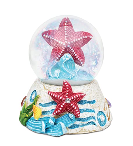 COTA Global Starfish Stone Snow Globe - Sparkly Water Globe Figurine with Sparkling Glitter, Collectible Novelty Ornament for Home Decor, for Birthdays, Christmas, and Valentine's Day