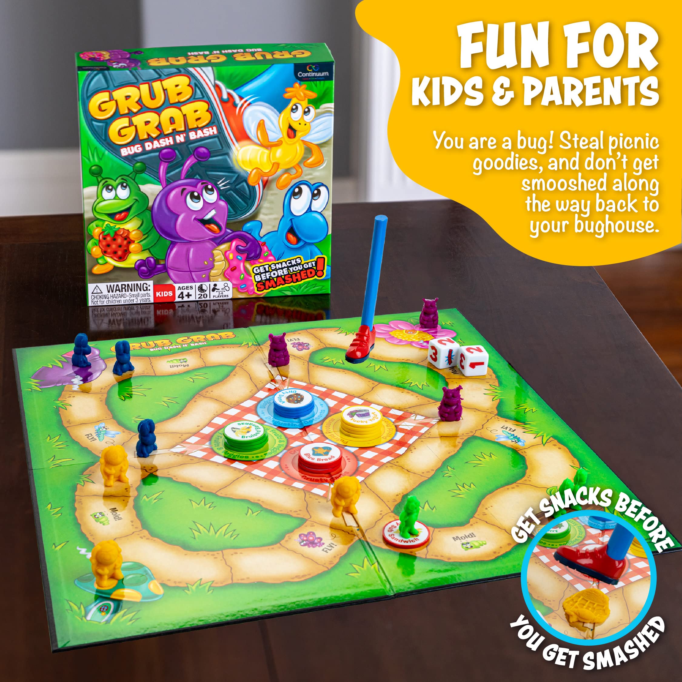 Grub Grab Board Games for Kids 4-6 Interactive Game Ant Bugs Boardgame for Children and Family Night 2-6 Players Ages 4+