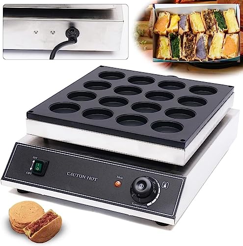 Commercial Nonstick Electric Red Bean Cake Baker Waffle Maker Machine, Stainless Steel Temperature and Time Control Electric Waffle Iron Baker for for Restaurant Cafe Tea Shop