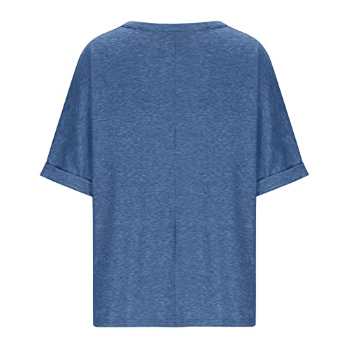 DASAYO Women Plus Size Tshirts Tops Crew Neck Solid Half Sleeve Shirt Tunic Comfy Casual Summer Plain Loose Blouse T Shirts