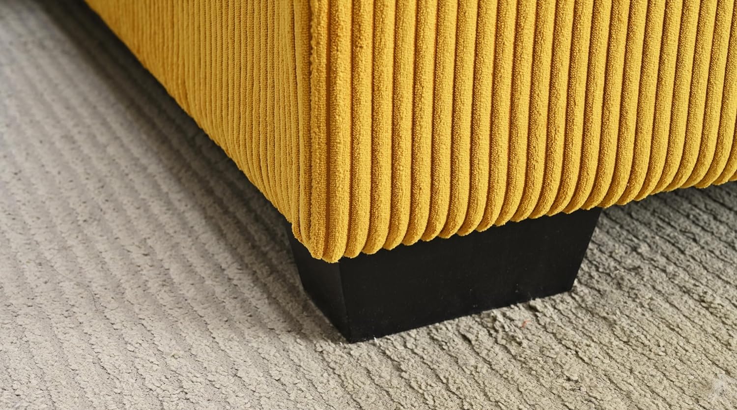 Container Furniture Direct Luxe Oversized Two-Piece Sectional Couches for Living Room, 102.4-Inch L Shaped Sofa with Chaise, Upholstered with Corduroy Fabric, Ginger Yellow -Left Facing