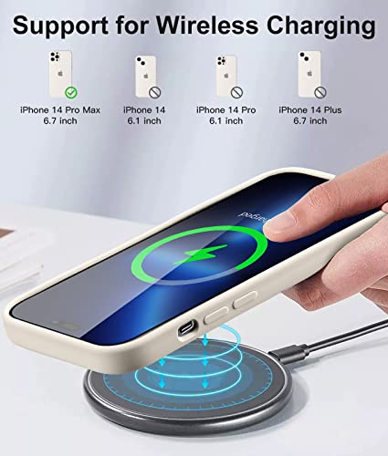 Cousper [5 in 1 Compatible with iPhone 14 Pro Max Case, with 2 Pack Screen Protector + 2 Pack Camera Lens Protector, Silicone Shock-Proof Phone Case [Anti-Scratch Microfiber Lining], White Stone