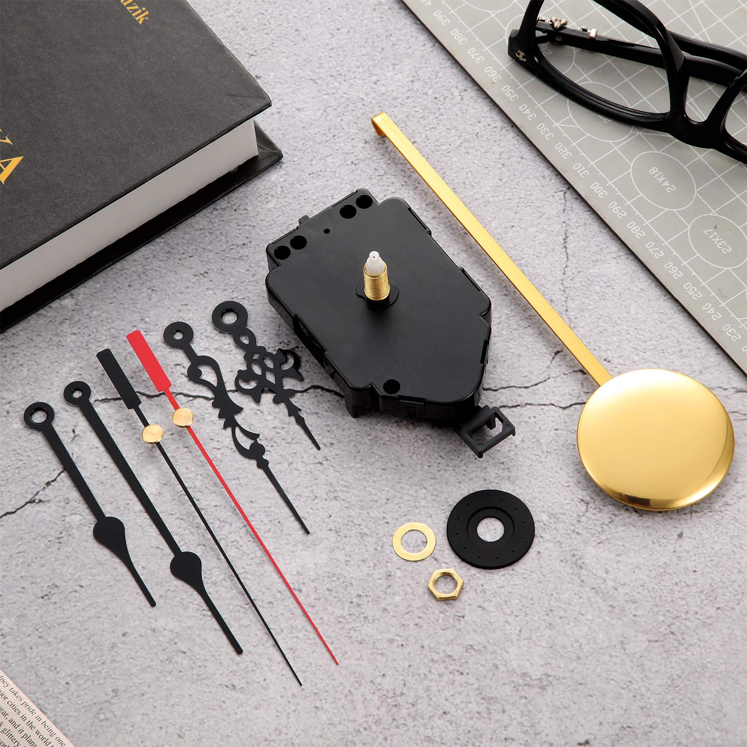 Hicarer Quartz Pendulum Clock Movement Mechanism DIY Repair Parts Replacement with 2 Pairs Hands and Pendulum for DIY Clock Repair
