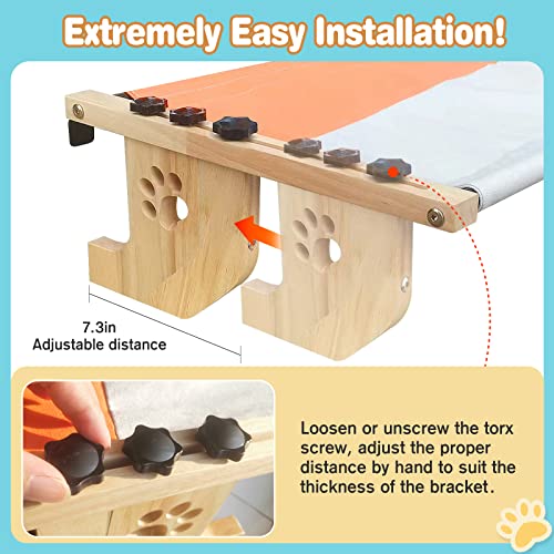 Cat Window Perch Sturdy Cat Window Hammock with Wood and Metal Frame-No Drilling Required-Multiple Ways to Use-Cat Bed for Windowsill,Floor,Bedside or Cabinet-Suitable for Large Cat or Fat Cats-(M)