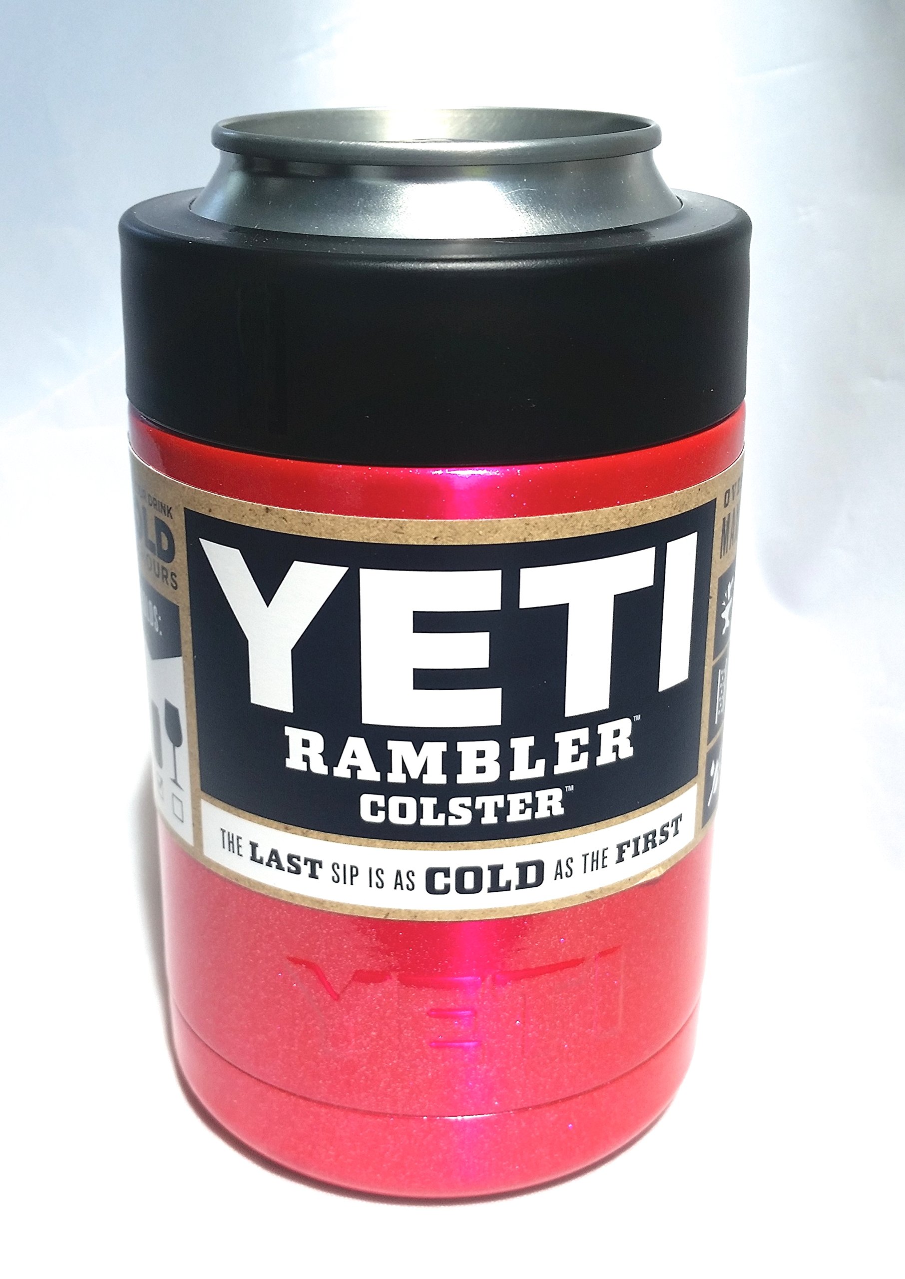 Custom Powder Coated YETI Coolers Fuchsia Pink Rambler Colster Beverage Holder Insulator - Keep Your 12 oz Beer or soda, can or Bottle, Cold for Hours (Fuchsia Pink Shimmer)